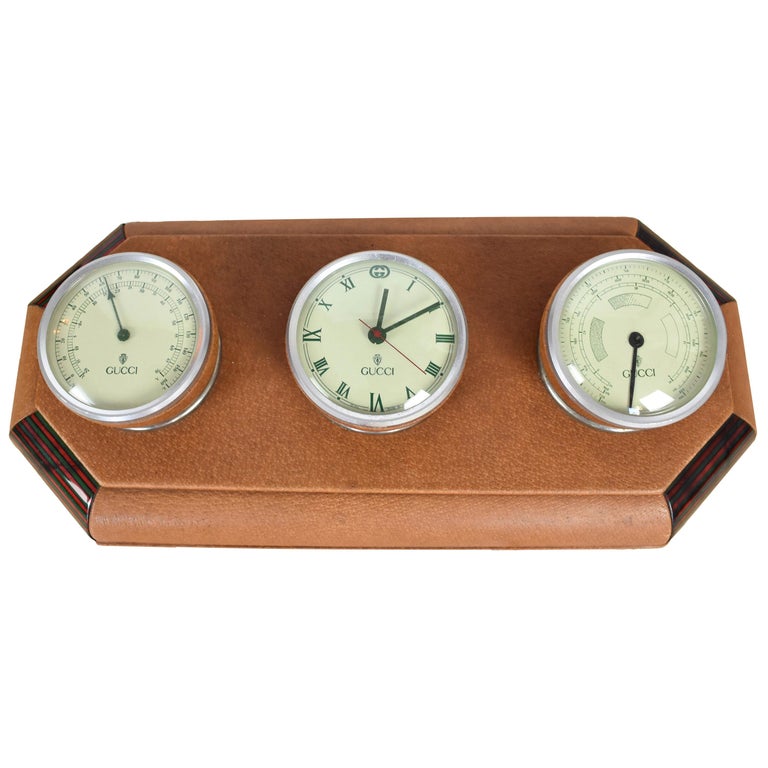 FINAL SALE 1960s Gucci Desk Clock and Barometer Set For Sale at 1stDibs