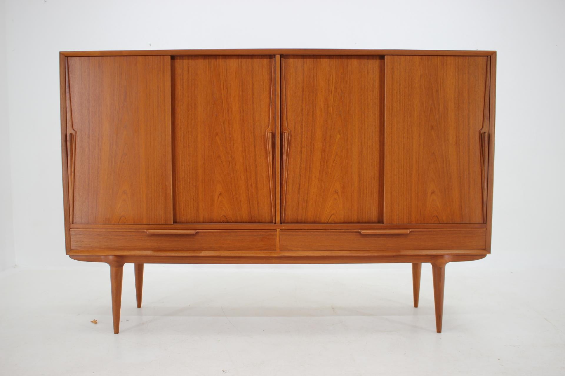 1960s Gunni Omann Teak Highboard "Model 13", Denmark at 1stDibs
