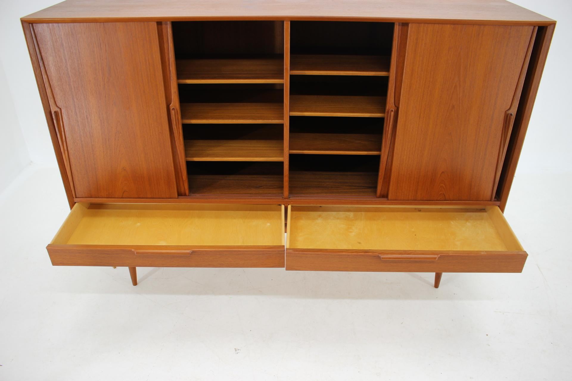 1960s Gunni Omann Teak Highboard "Model 13", Denmark at 1stDibs