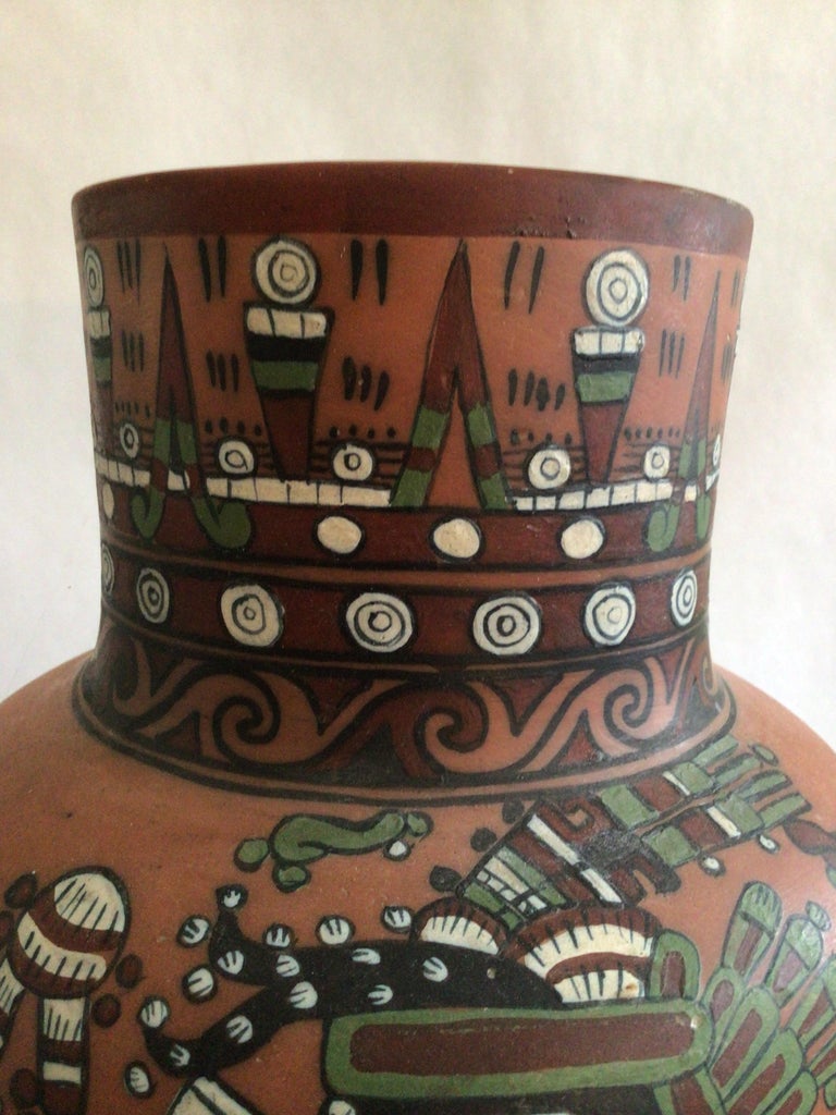 1960s Hand-Painted Aztec Vase For Sale at 1stDibs | aztec vases, aztec ...