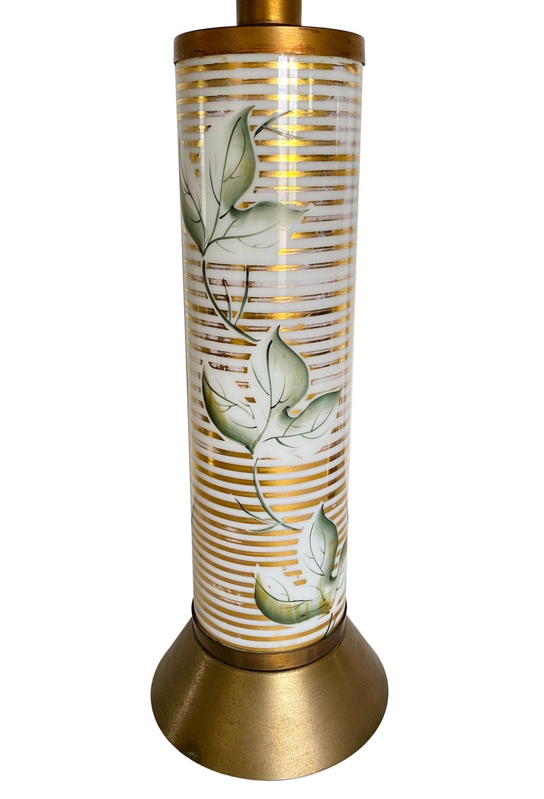 1960s, Hand Painted and Gilded Ceramic Pillar Lamps, a Pair For Sale at ...