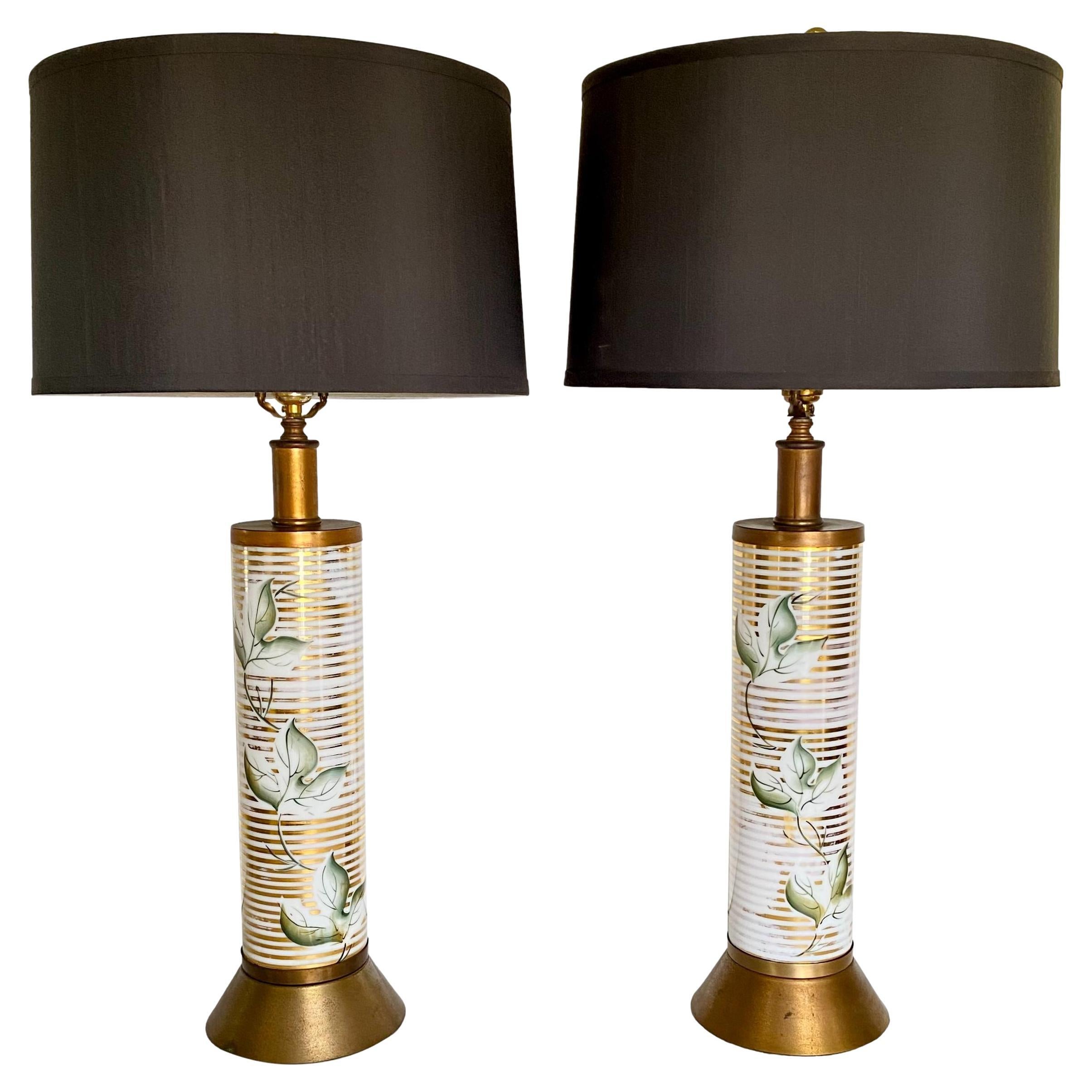 Pair of Gilded Ceramic Gumdrop Lamps by Andrea Koeppel For Sale at 1stDibs