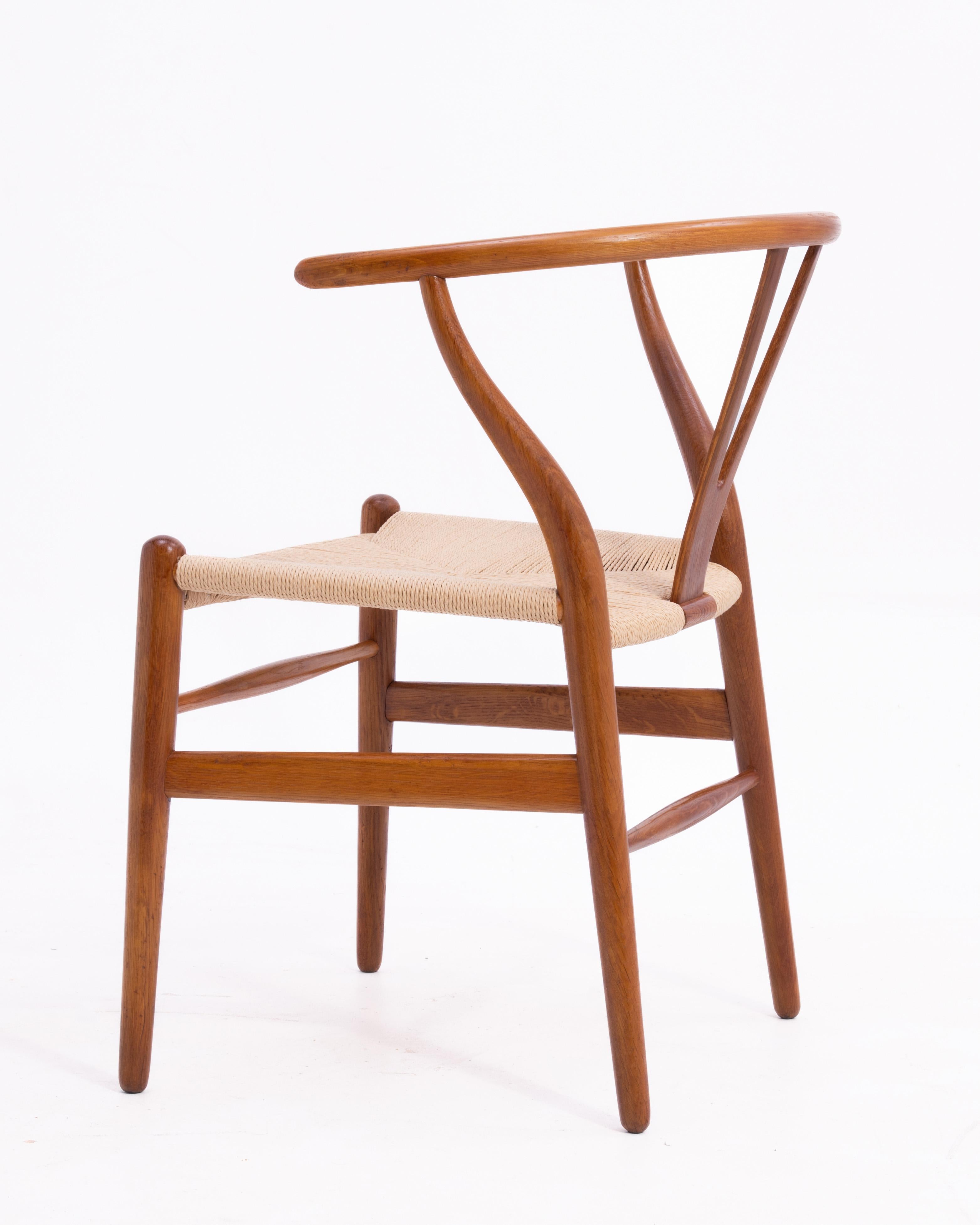 1960s Hans J. Wegner Ch 24 Oak Wishbone Chair Carl Hansen and Son ...