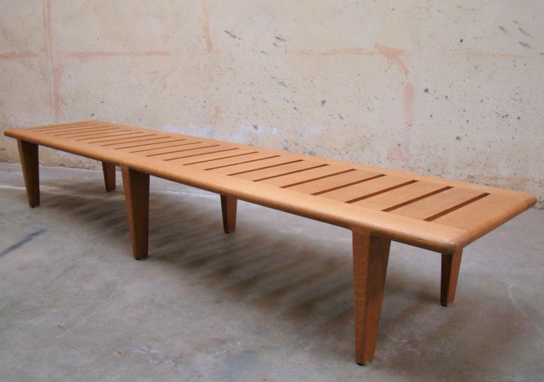 1960s Hans Wegner Long Slat Bench Model JH574 in Honey Blonde Teak ...