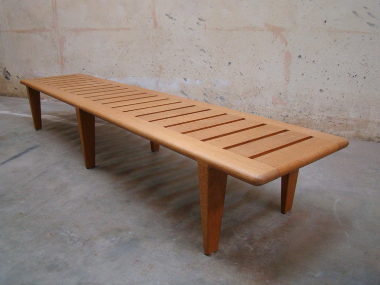 1960s Hans Wegner Long Slat Bench Model JH574 in Honey Blonde Teak ...