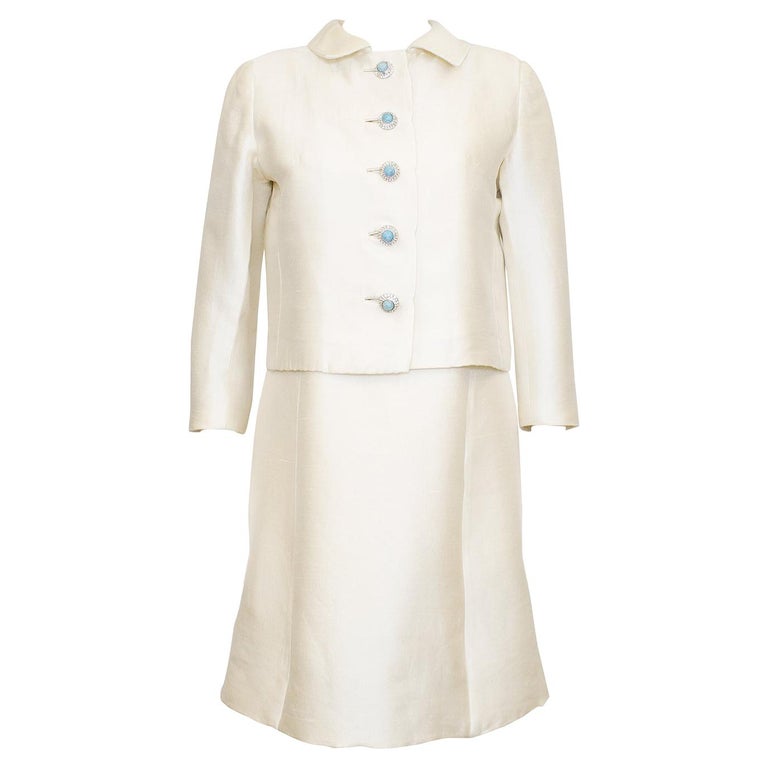 1960s Harvey Berin Cream Silk Dress and Jacket Ensemble at 1stDibs