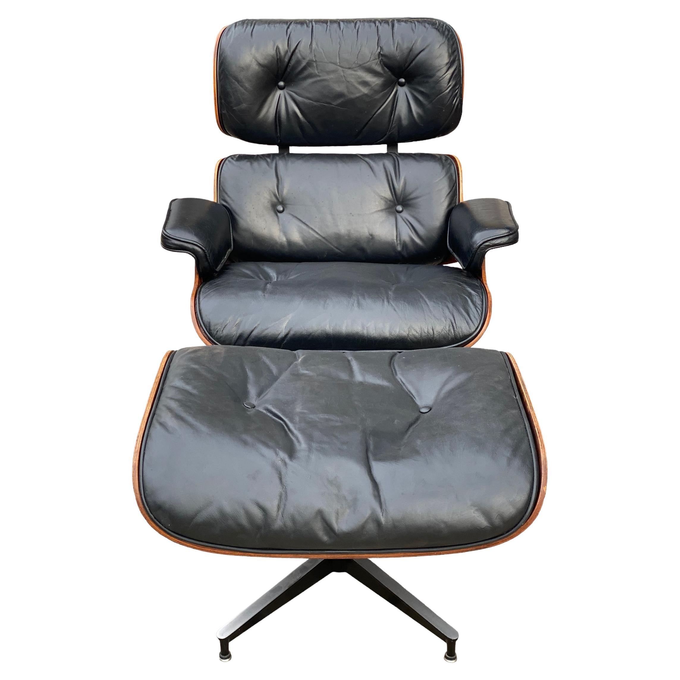 Black and Natural Santos Herman Miller Eames Lounge Chair and Ottoman ...