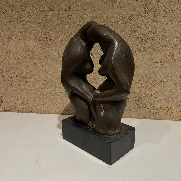 1960s Hugo Robus Modernist Art Table Sculpture Women Embracing Bronze ...