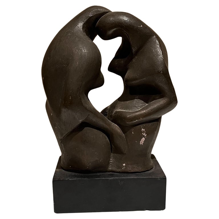 1960s Hugo Robus Modernist Art Table Sculpture Women Embracing Bronze ...