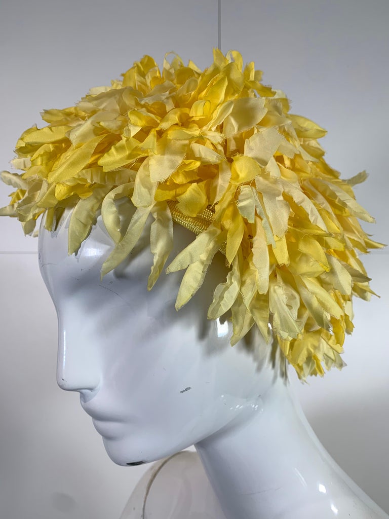 1960s I. Magnin Yellow and White Floral Petal Millinery Turban Hat at ...
