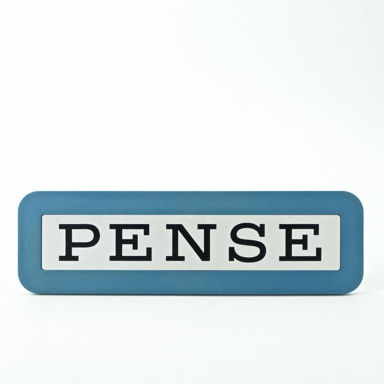 1960s IBM Blue PENSE Think Desk Plaque Sign Ad Man Graphic Design Like ...