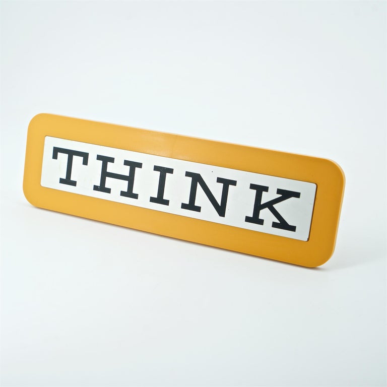 1960s IBM Yellow THINK Desk Plaque Sign Ad Man Graphic Design like Paul ...