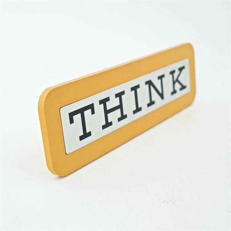 1960s IBM Yellow THINK Desk Plaque Sign Ad Man Graphic Design like Paul ...