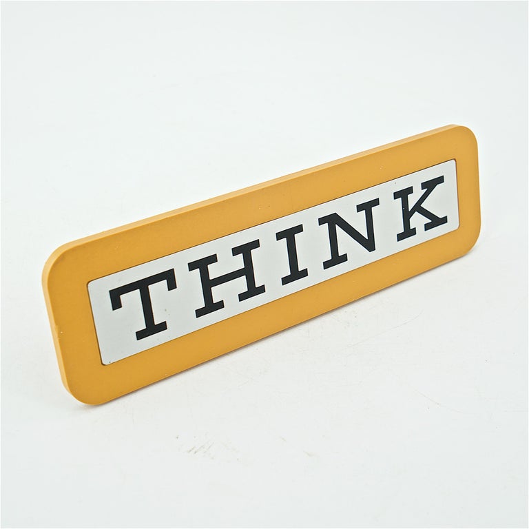 1960s IBM Yellow THINK Desk Plaque Sign Ad Man Graphic Design like Paul ...