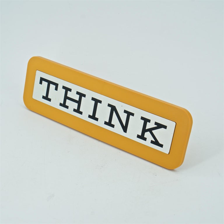 1960s IBM Yellow THINK Desk Plaque Sign Ad Man Graphic Design like Paul ...