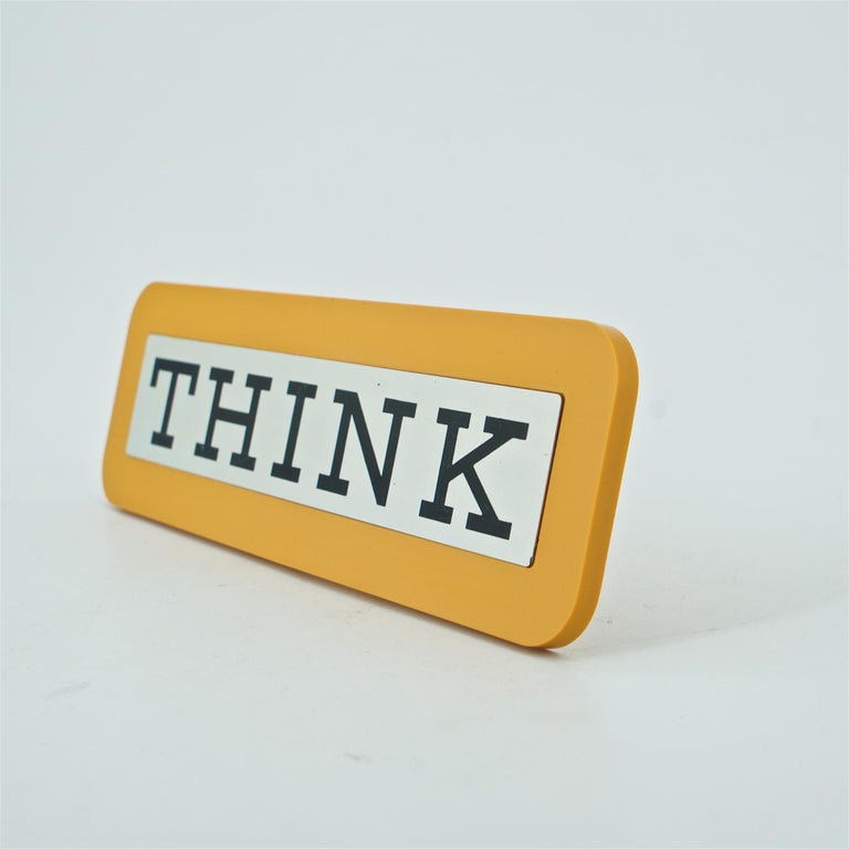 1960s IBM Yellow THINK Desk Plaque Sign Ad Man Graphic Design like Paul ...