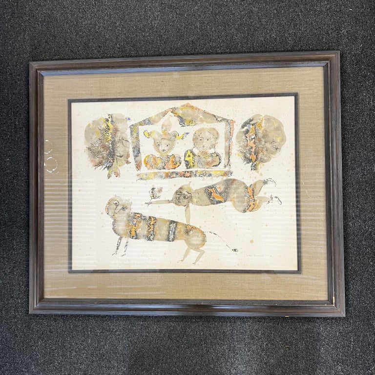 1960s Indian Artist Sakti Burman '1935' Color Lithograph Cat Circus ...