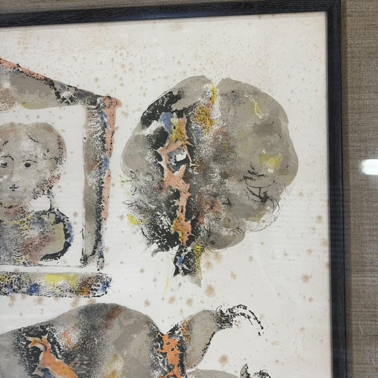 1960s Indian Artist Sakti Burman '1935' Color Lithograph Cat Circus ...