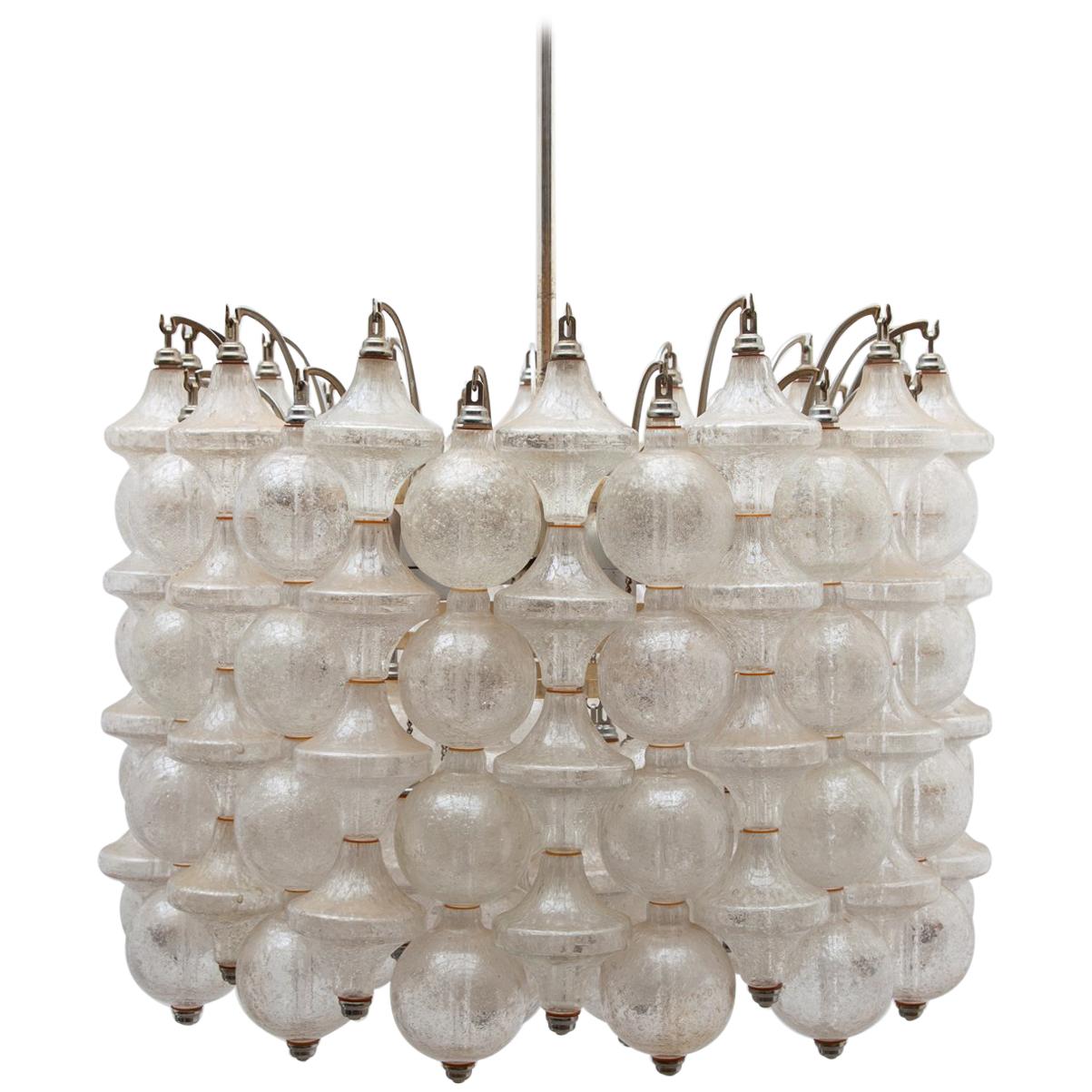 Modernist Interlocking Handblown Murano Glass Chandelier with Chrome ...
