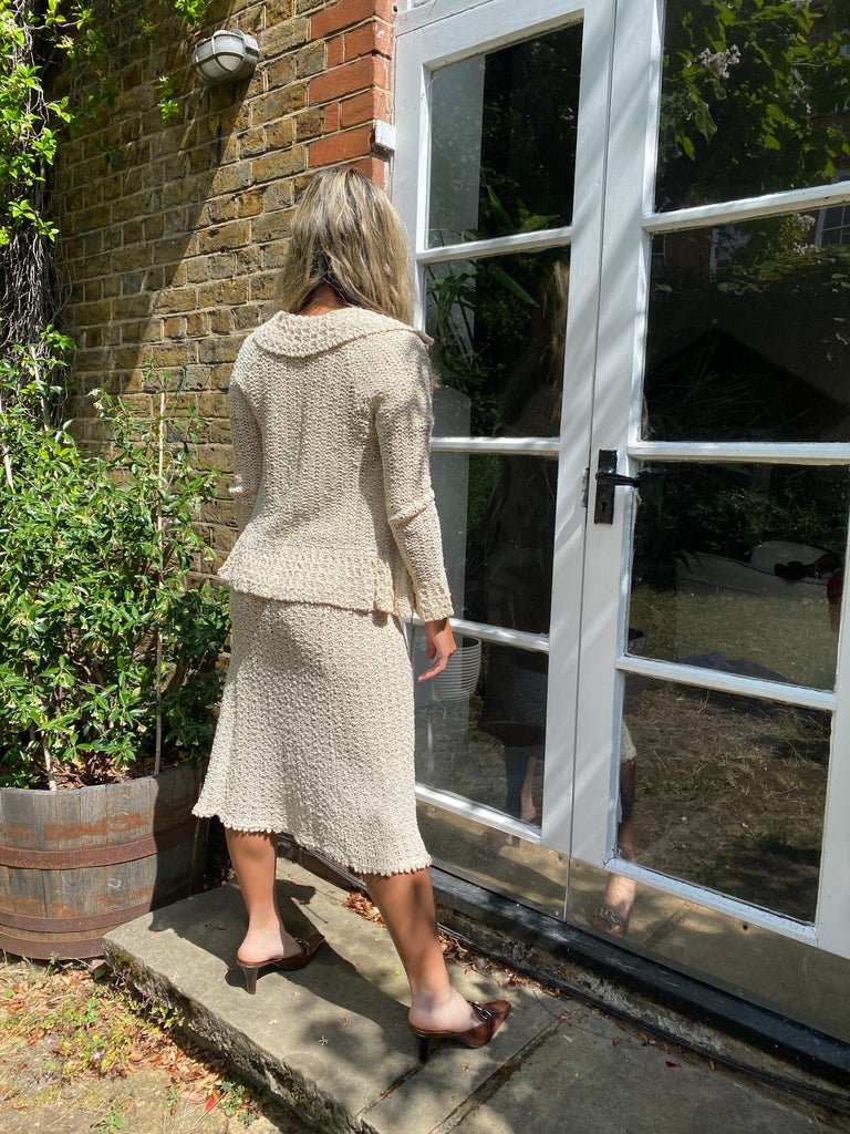 1960s Irish Linen Knitted Three-Piece Suit For Sale at 1stDibs