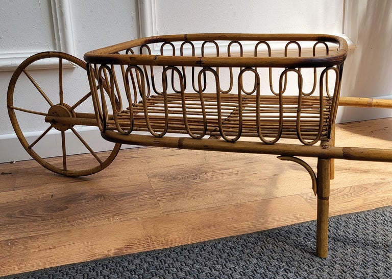 1960s Italian Bamboo Rattan Bohemian French Riviera Basket Magazine ...