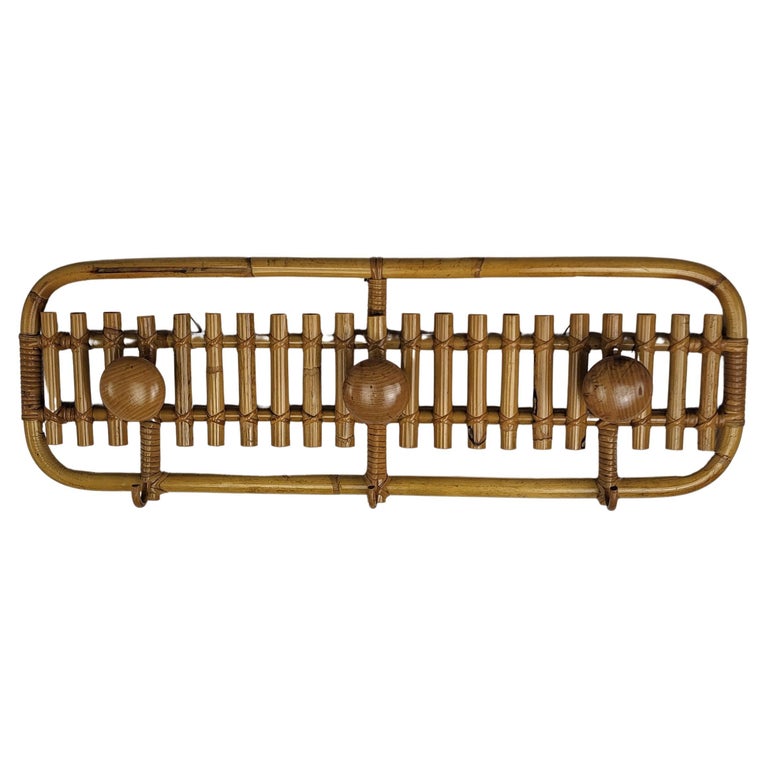 1960s, Italian Bamboo Rattan Bohemian French Riviera Coat Hanger Rack ...