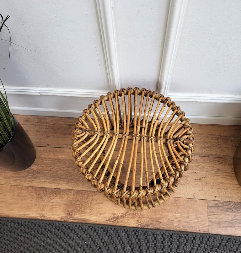 1960s Italian Bamboo Rattan Bohemian French Riviera Designer Stool For ...