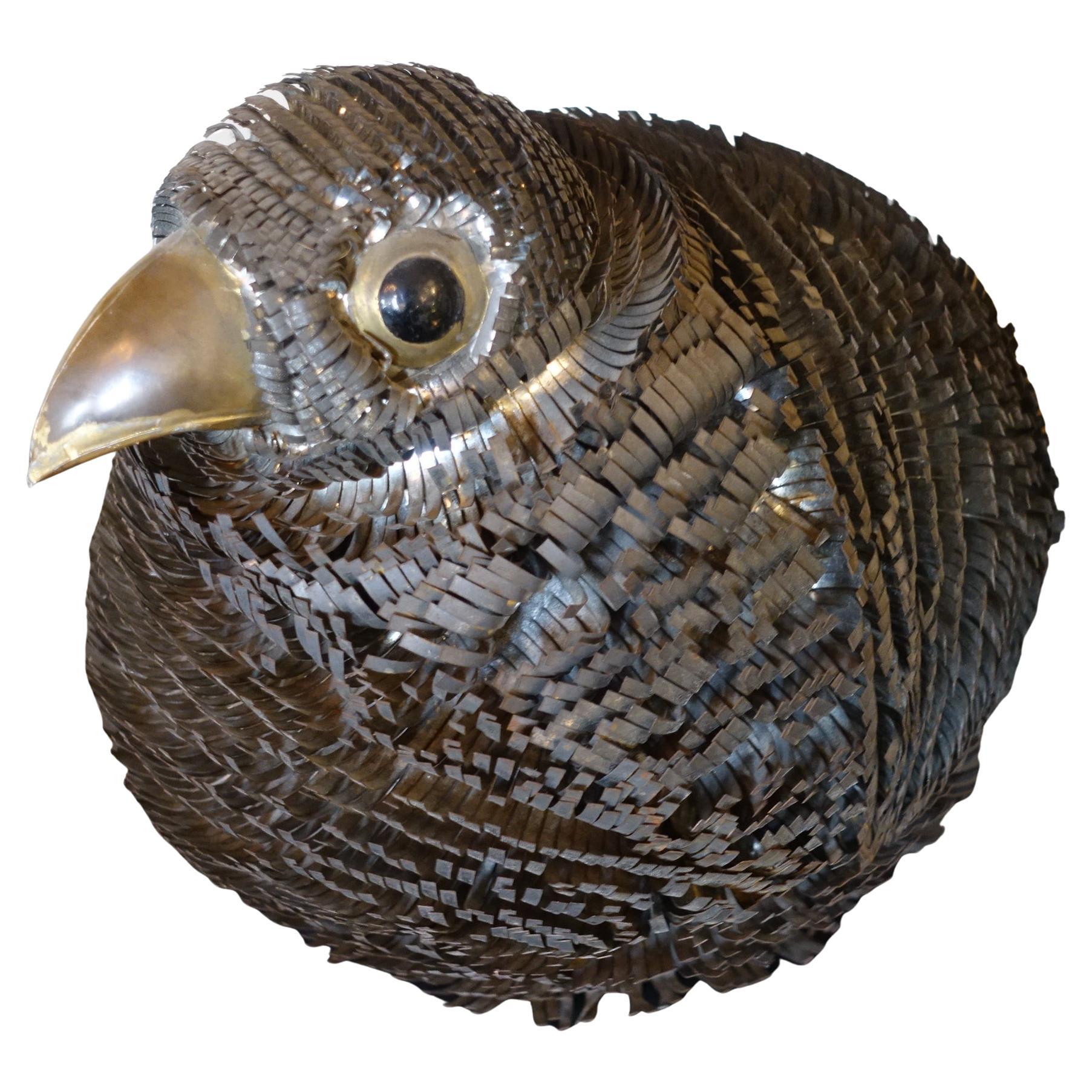 1960s Italian Bird Sculpture in Forged Metal Sheet Brass Details For ...