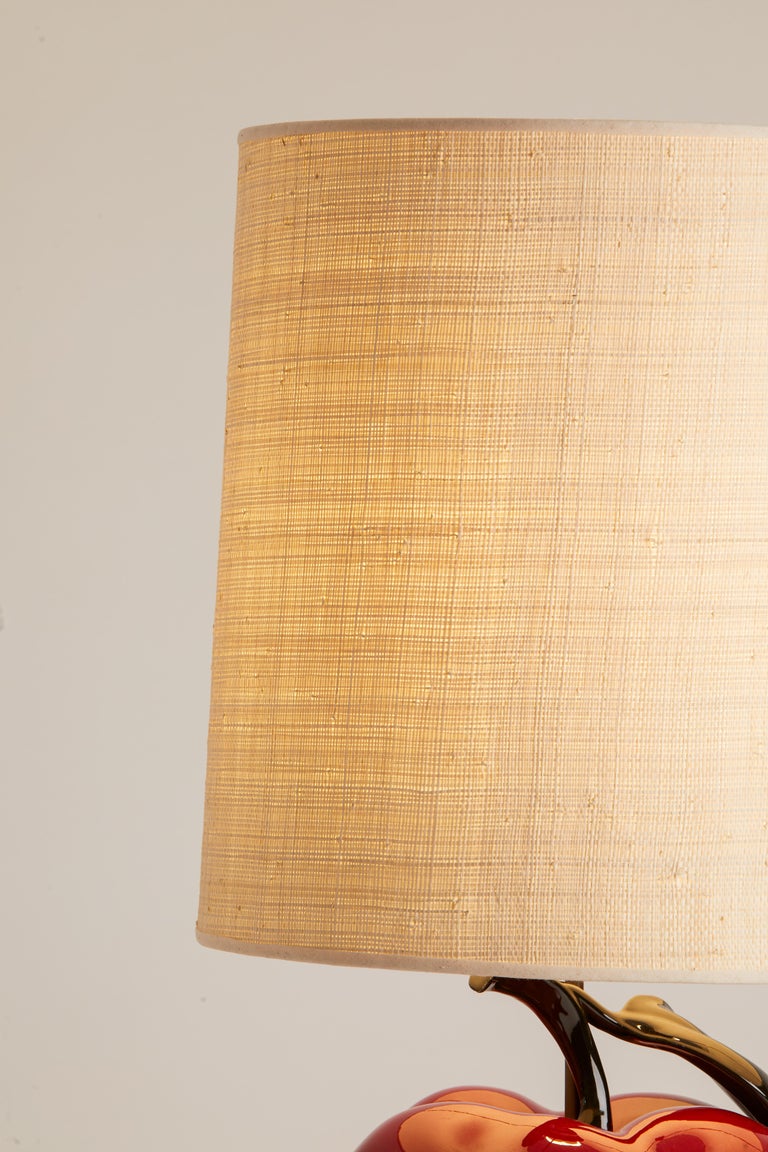 1960s Italian Blown Glass Apple Lamp with Custom Shade For Sale at 1stDibs