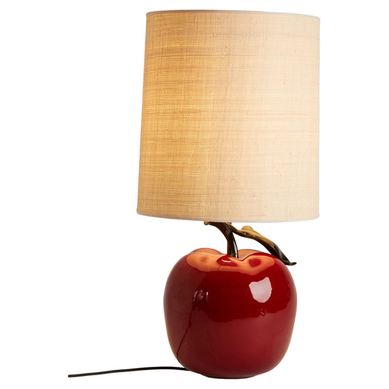 1960s Italian Blown Glass Apple Lamp with Custom Shade For Sale at 1stDibs