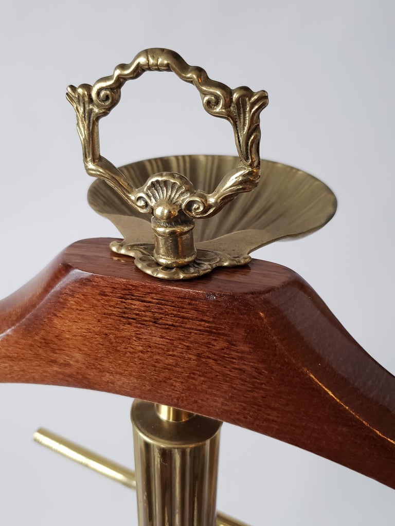 1960s Italian Brass Valet with Lacquered Wood Shoulder at 1stDibs