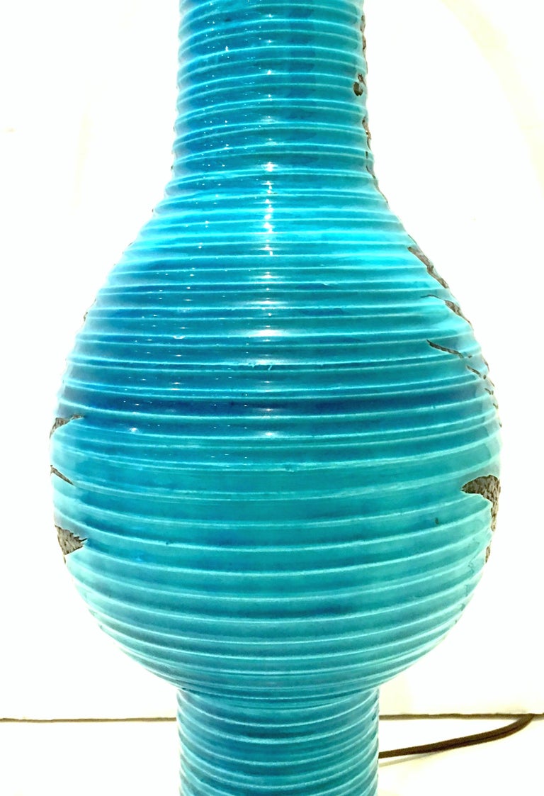 1960s Italian Cerulean Blue and Black Ceramic Glaze Pottery Lamp by ...