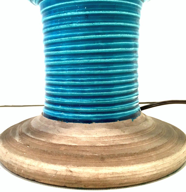 1960s Italian Cerulean Blue and Black Ceramic Glaze Pottery Lamp by ...