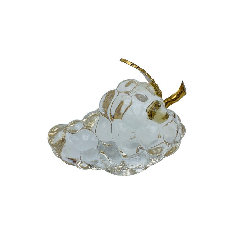 1960s Italian Glass and Brass Grape Cluster Paperweight Sculpture at 1stDibs