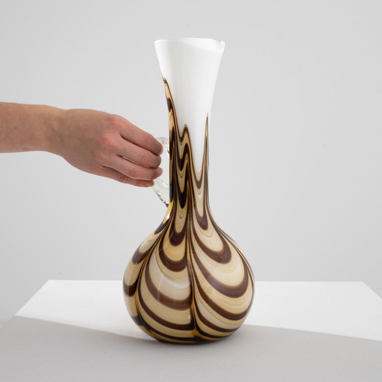 1960s Italian Marbled Brown Glass Pitcher For Sale at 1stDibs