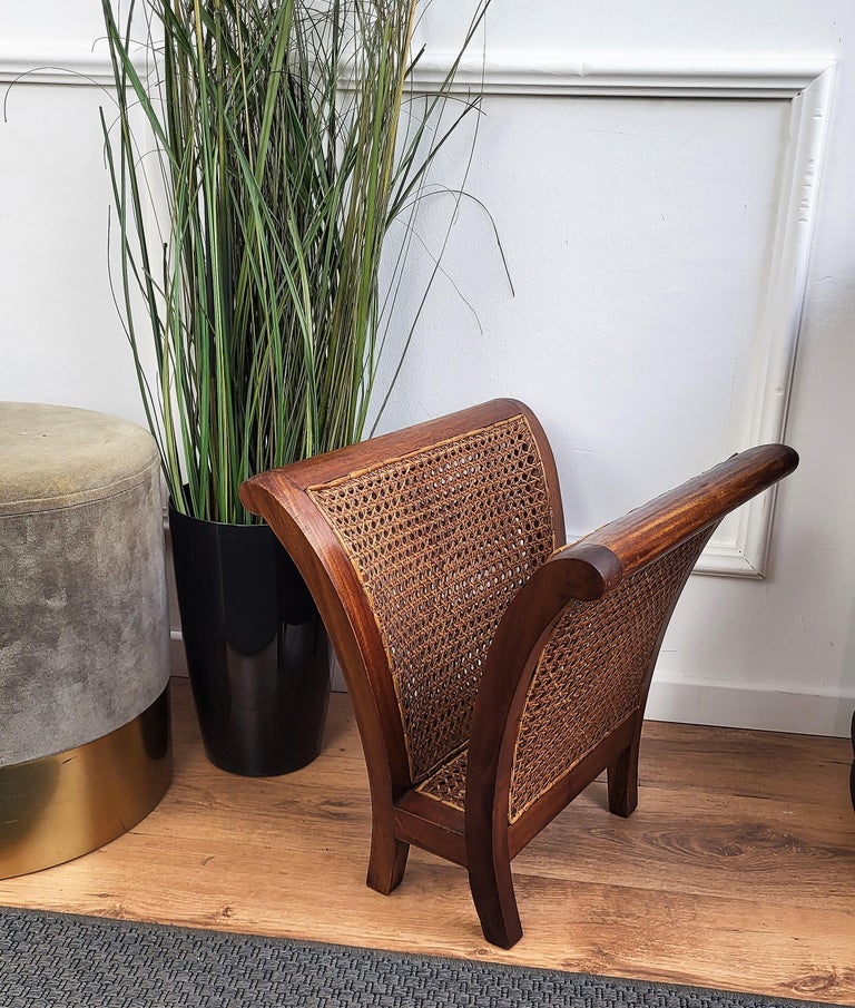 1960s Italian Mid-Century Cane Rattan and Wood Folio Stand Magazine ...