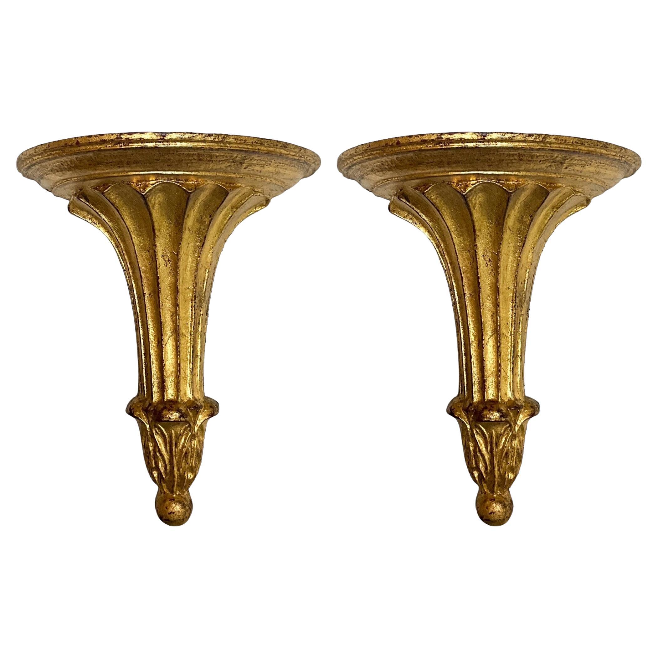 Pair Of Regency Style Giltwood Wall Brackets For Sale at 1stDibs