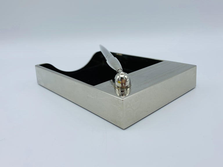 1960s Italian Silver Plate Stationary Notepad and Pen Set For Sale at ...