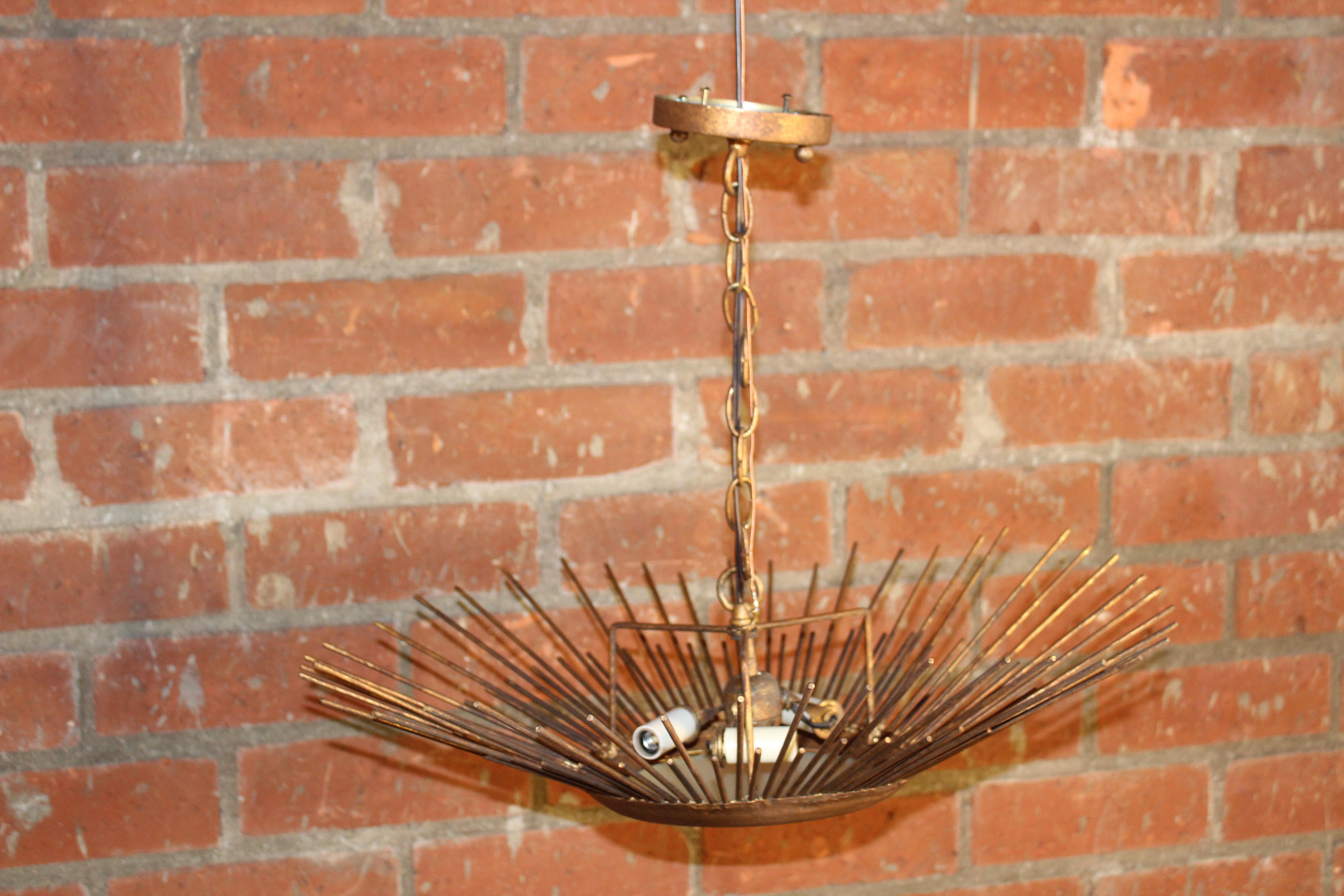 1960s Italian Sunburst Metal Pendant Light at 1stDibs