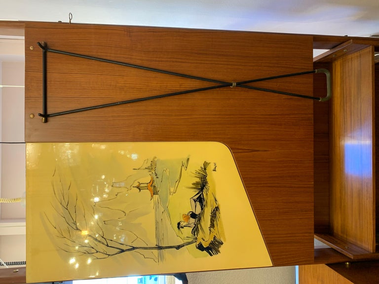 1960s Italian Teak and Brass Wall Shelving Unit by Vittorio Dassi for ...