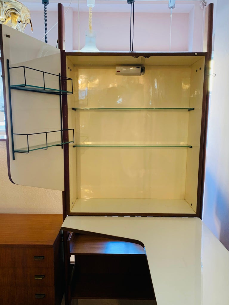 1960s Italian Teak and Brass Wall Shelving Unit by Vittorio Dassi for ...