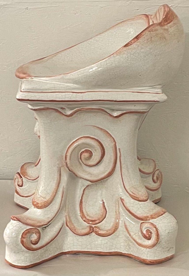 1960s Italian Terracotta North Wind and Shell Motif Garden Seat / Chair ...