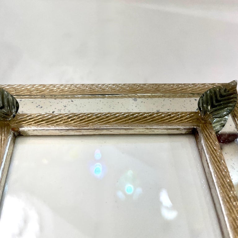 1960s Italian Vintage Mirrored Picture Frame Green and Gold Murano ...