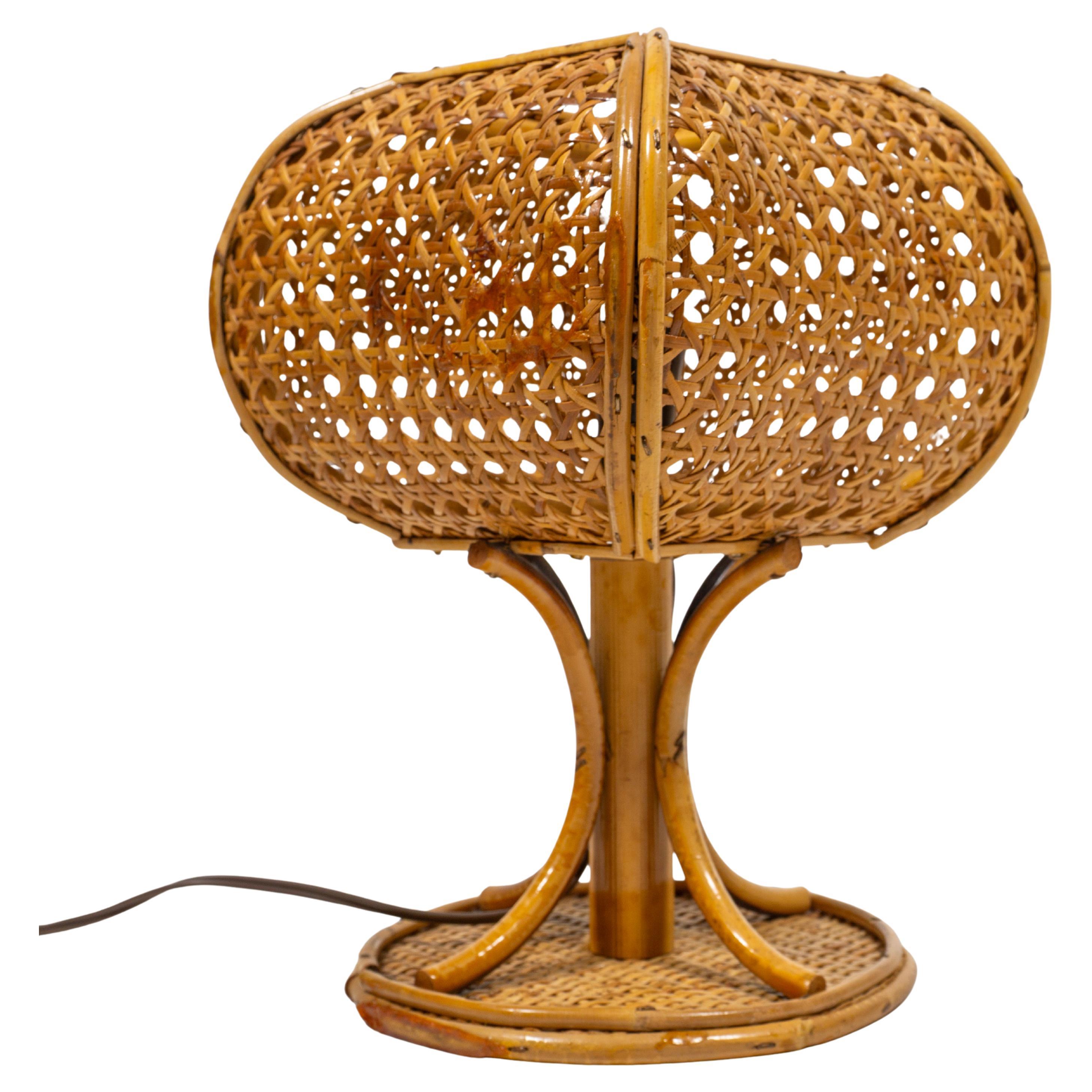 Chloe Rattan Table Lamp with Hand-Crafted Wicker Shade, Mid-Century For ...
