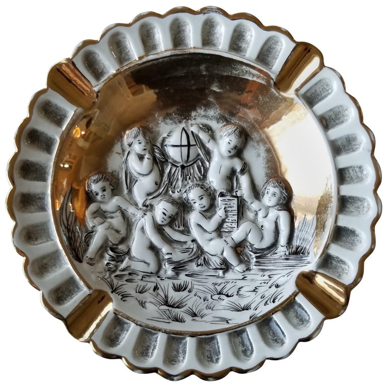 1960s ASHTRAY Regency Gold Renaissance Cherub ITALY For Sale at 1stDibs