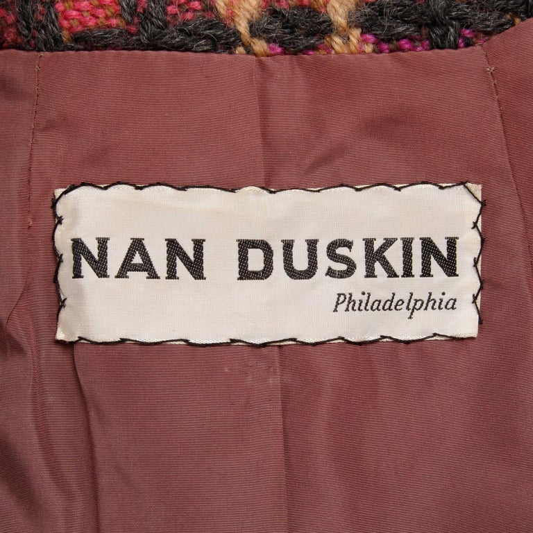 1960s Jack Feit for Nan Duskin Vintage Pink Plaid Heavy Wool Coat For ...