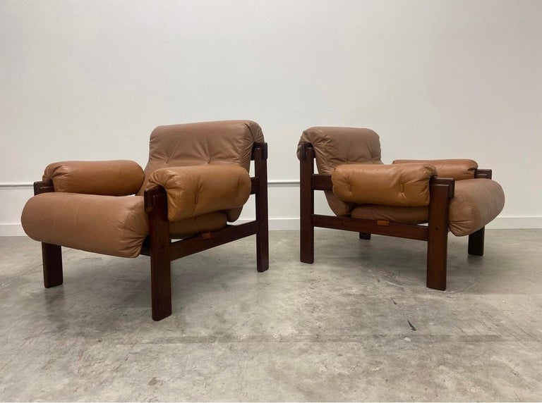 1960s Jean Gillon for Italma of Jacaranda and Leather Lounge Chairs ...