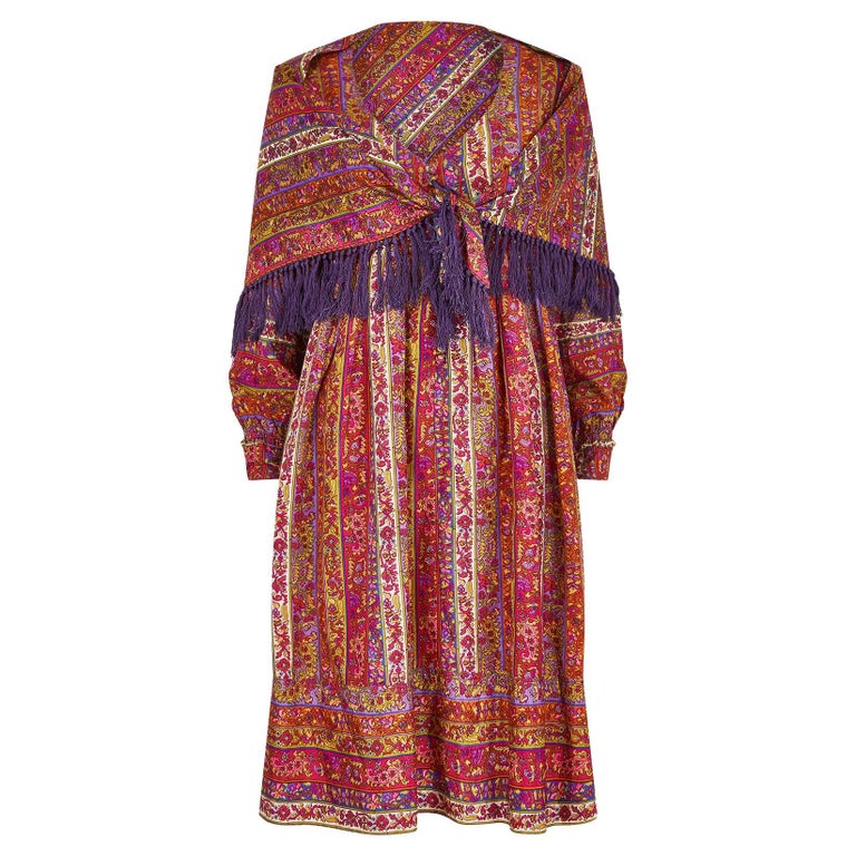 1960s Jean Muir Silk Liberty Floral Print Dress with Scarf For Sale at ...