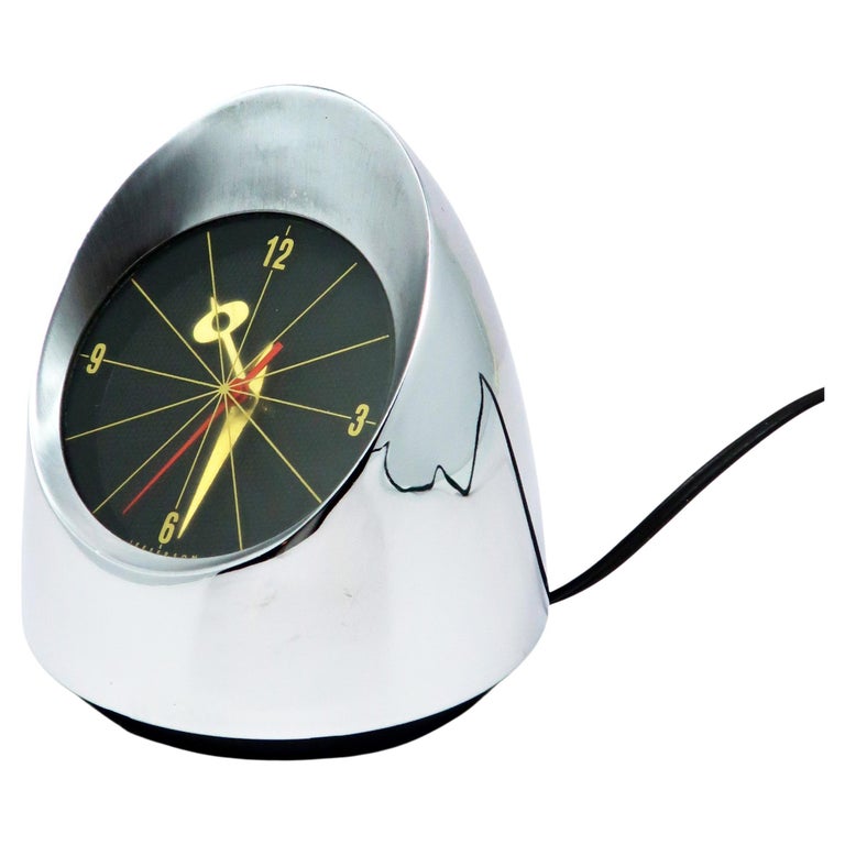 1960s Jefferson 500 Chrome Desk Clock For Sale at 1stDibs