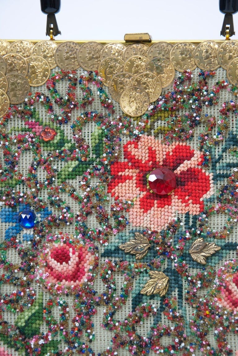 1960s Jolles Beaded Needlepoint Bag at 1stDibs